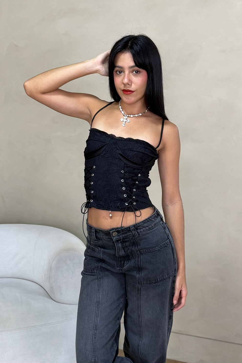 CORSET BLONDA NEGRO – MANVA